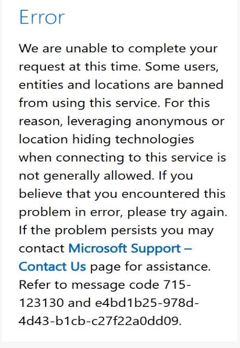 Message Code 715-123130 | Microsoft Community Hub