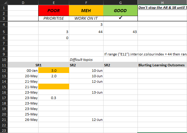 How can I change the cell colour of one cell based on either another cells' colour OR value ...