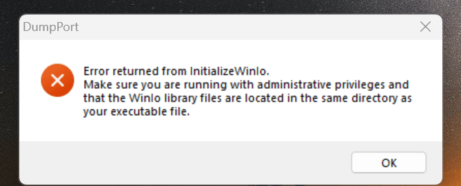 Error returned from initializewinlo | Microsoft Community Hub