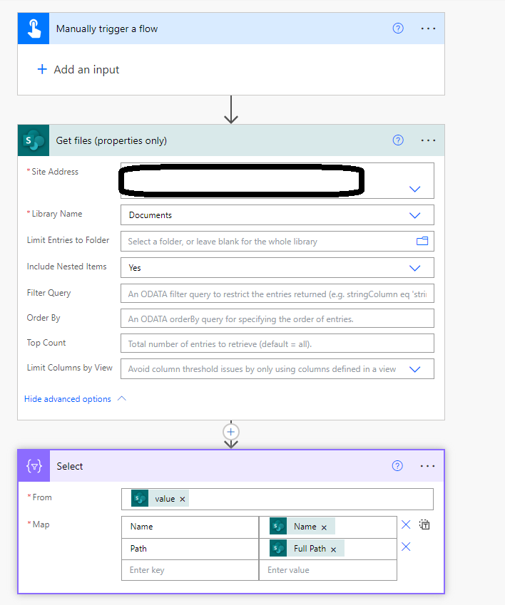 Getting full url path of nested folders and file inside "Dcouments" in ...