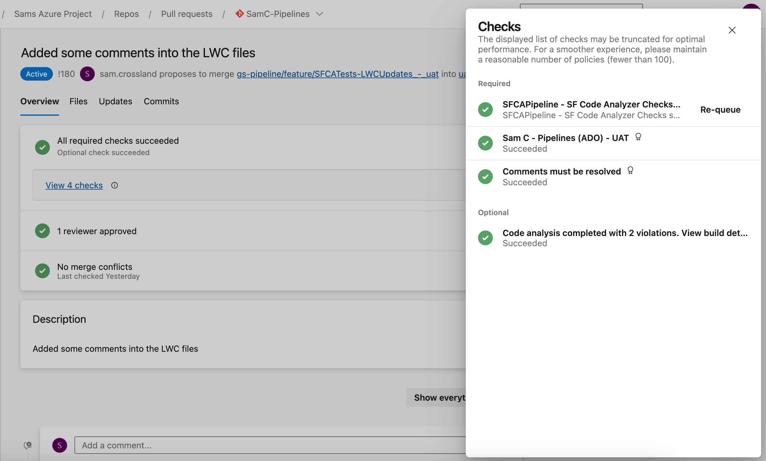 Is there a reason why status checks applied to a commit don't pull through to the PR status ...