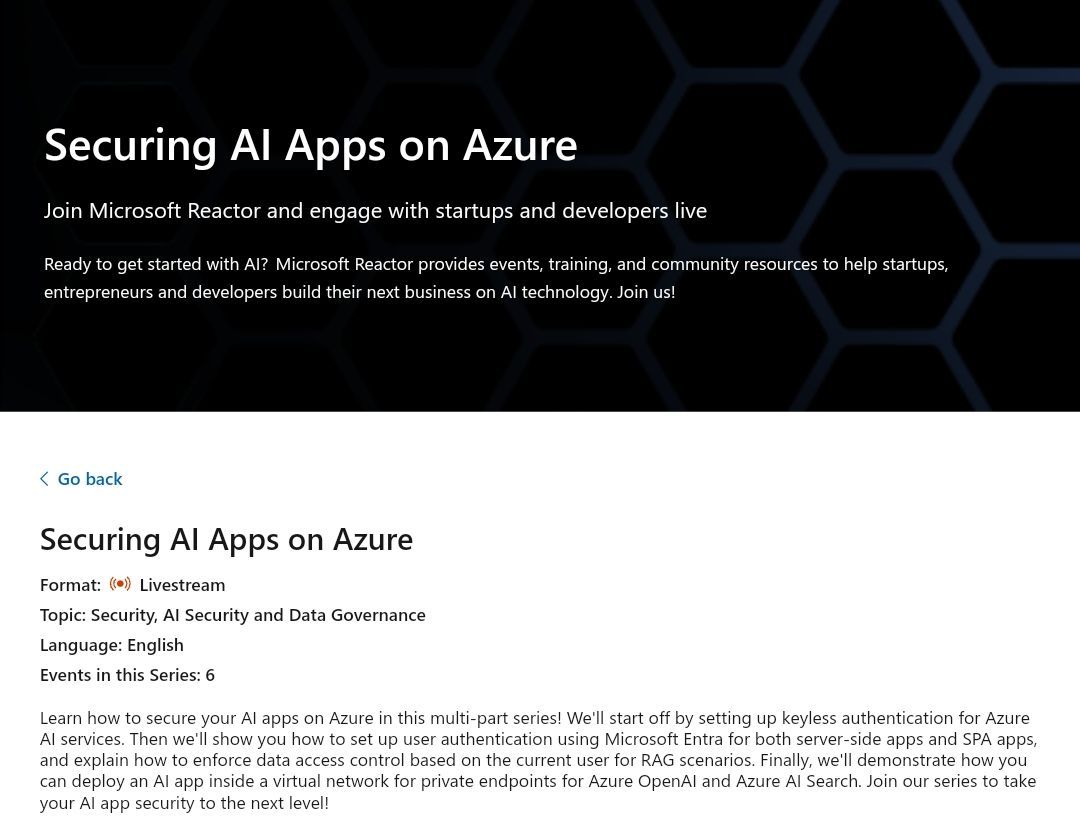 Join us in July for Securing AI Apps on Azure! | Microsoft Community Hub