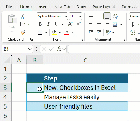 Checkboxes in Excel