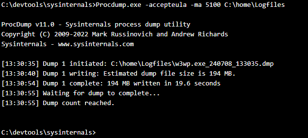 Memory Dump Collection using Procdump.exe for App Service (Windows) | Microsoft Community Hub