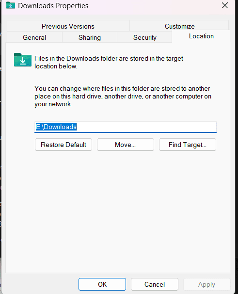 Two different downloads folder after moving downloads library to ...
