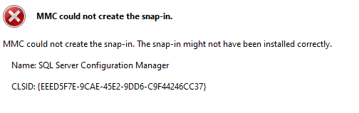 SQL Server Config Manager Error "MMC could not create the snap-in" | Microsoft Community Hub