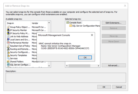 SQL Server Config Manager Error "MMC could not create the snap-in" | Microsoft Community Hub