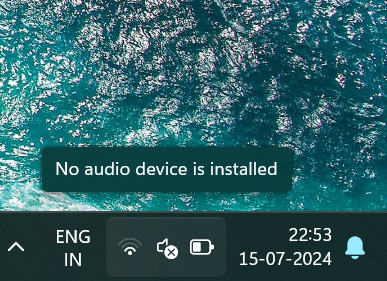 No Audio Output Device is installed, No audio device is installed ...