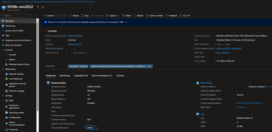 Converting Azure Virtual Machines running Windows from SCSI to NVMe