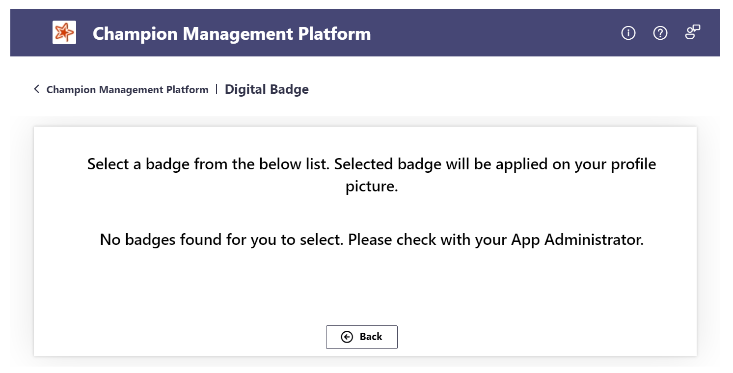 Champion Management Platform won't apply digital badge | Microsoft ...