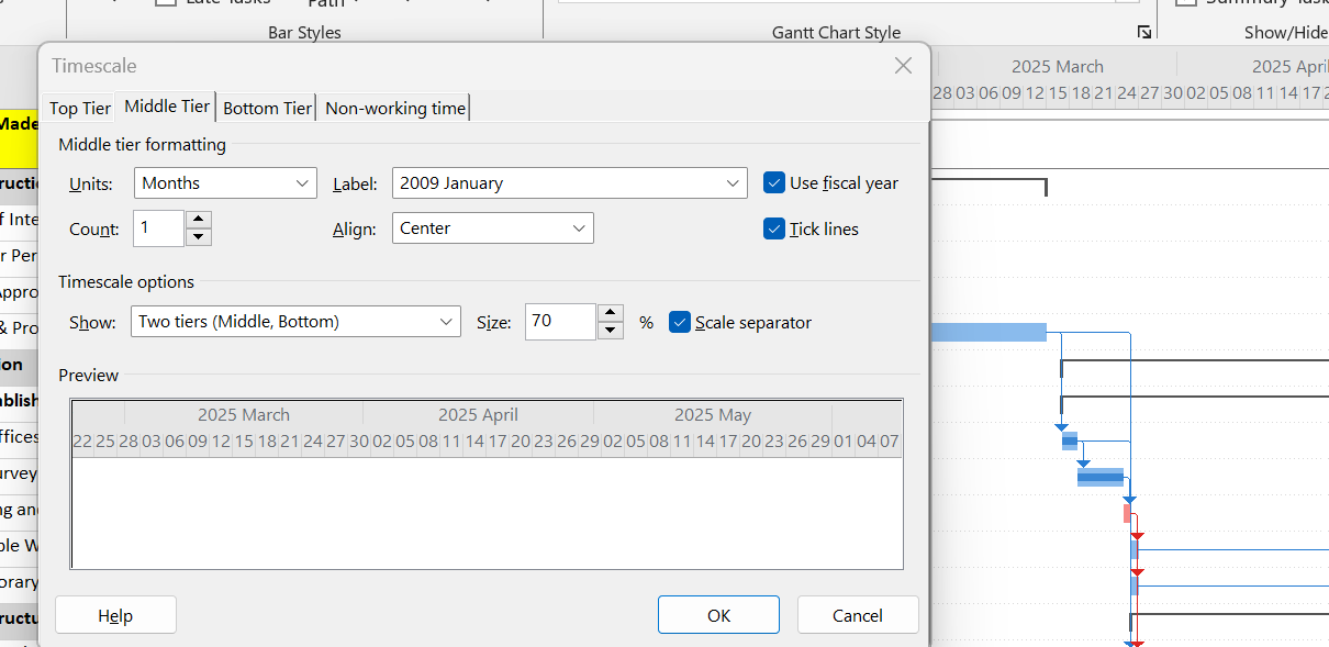 Ghant Chart Times scale Dates | Microsoft Community Hub