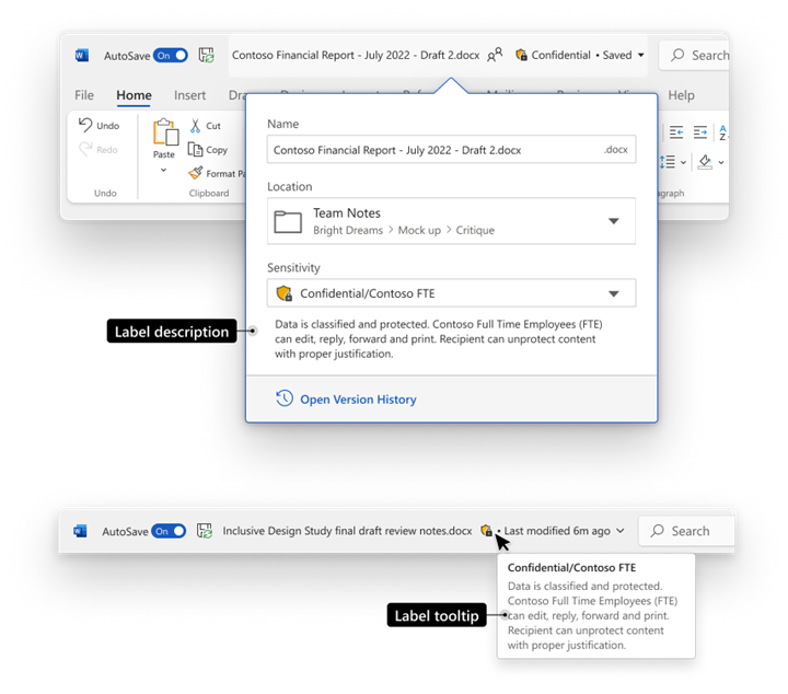 New sensitivity bar in Office for Windows