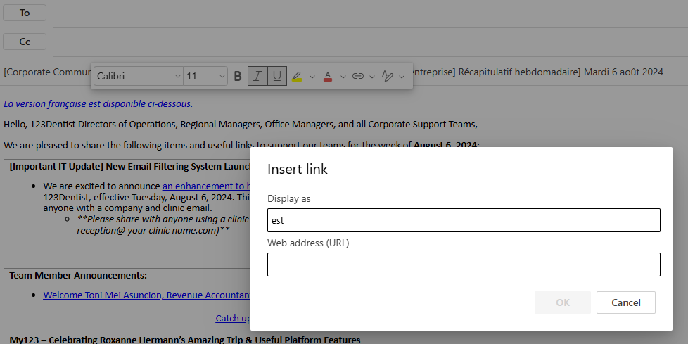 Dissappointed: Unable to create bookmark link within new Outlook email ...