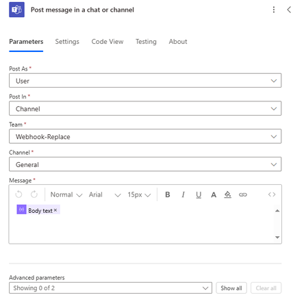 Simple Workflow to Replace Teams Incoming Webhooks | Microsoft ...