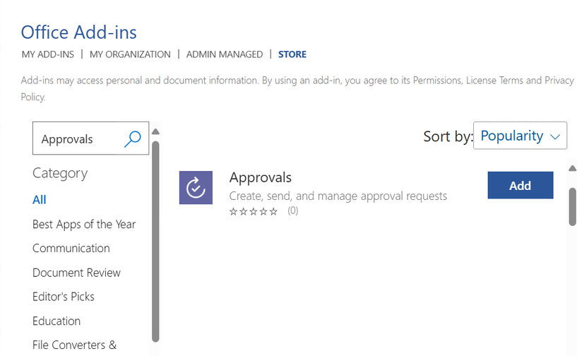 Create and manage approval requests for a Word document