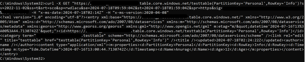 Performing simple Azure Table Storage REST API operations using curl ... Performing simple Azure Table Storage REST API operations using curl ...