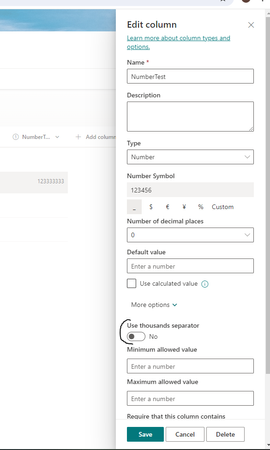 Remove comma formatting for number column type in the Properties pane | Microsoft Community Hub