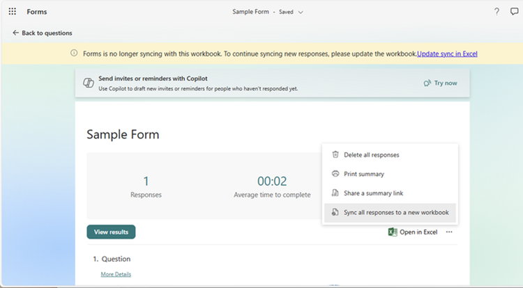 How to update to the new solution for syncing forms responses to Excel | Microsoft Community Hub