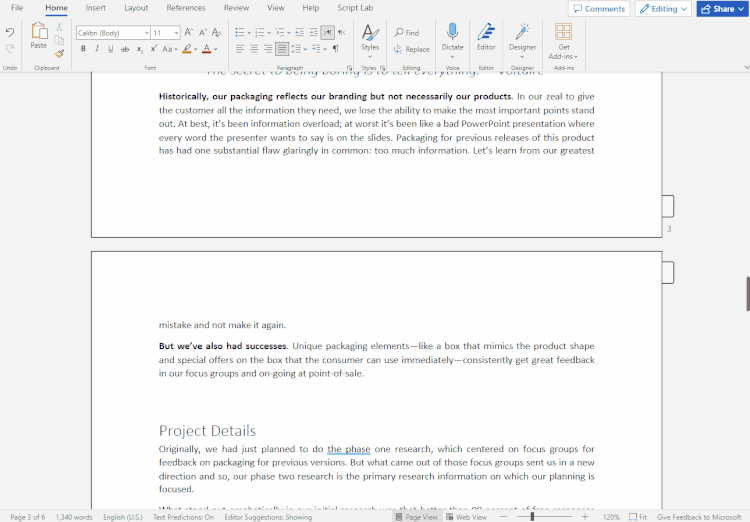 Paragraph options in Word for the web