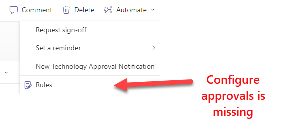 "Configure Approvals" missing from SharePoint lists | Microsoft Community Hub
