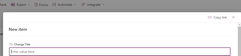 SharePoint List - New Item is Missing Configure Layout Button | Microsoft Community Hub
