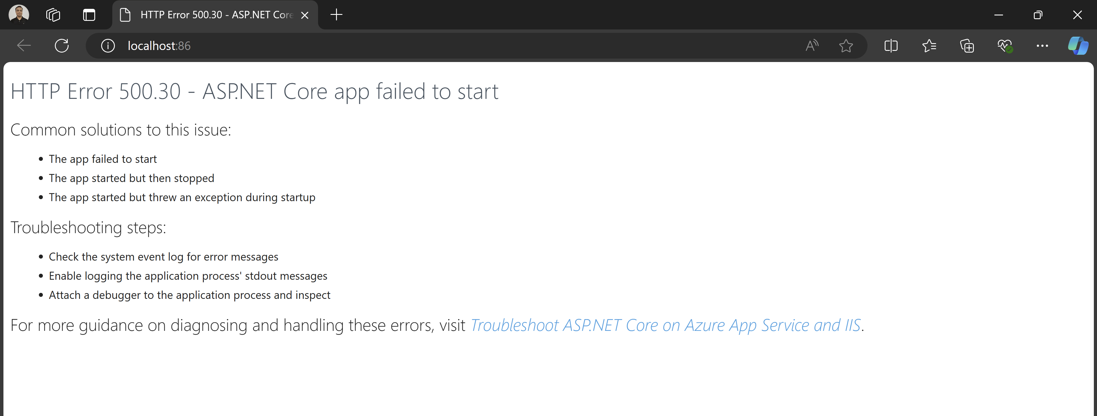 How to Fix HTTP Error 500.30: ASP.NET Core App Failed to Start: Root Cause and Solutions