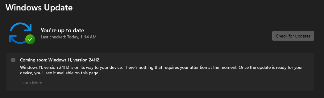 Unable to receive 24H2 update via Windows Insider Build | Microsoft ...