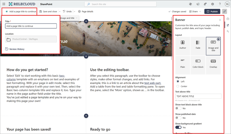 Improvements to the title area at the top of SharePoint Pages and News ...