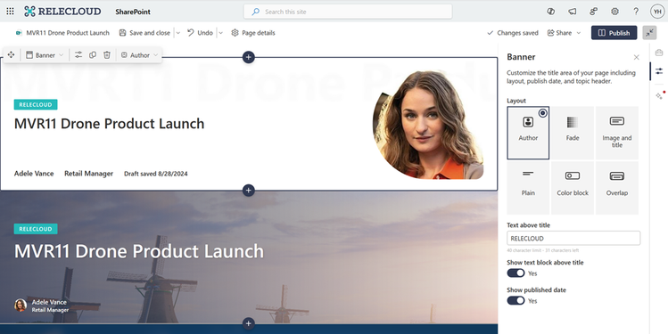 Improvements to the title area at the top of SharePoint Pages and News ...
