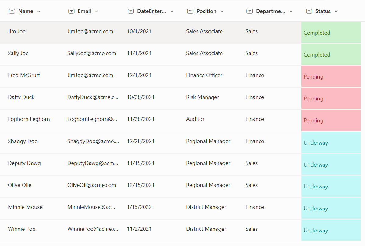 Color Entire Row of List Based on Status Column Content | Microsoft ...