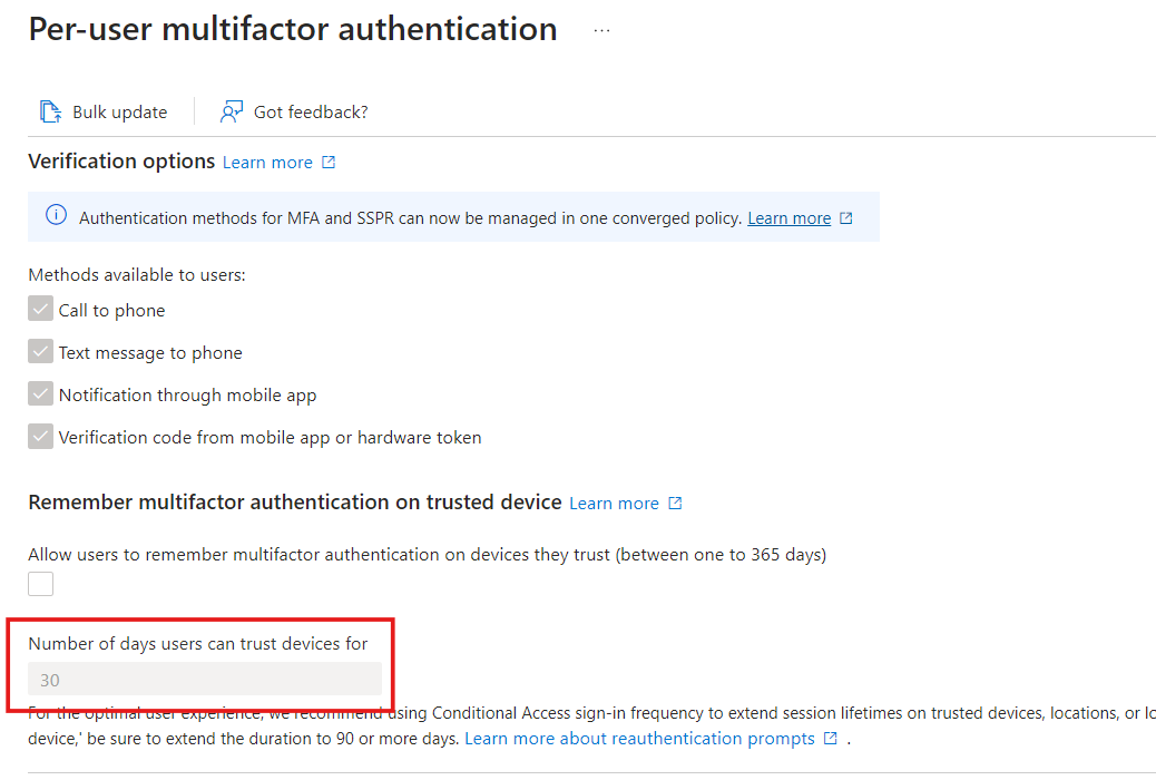 How to get the days for re-authenticate from Azure directory ...
