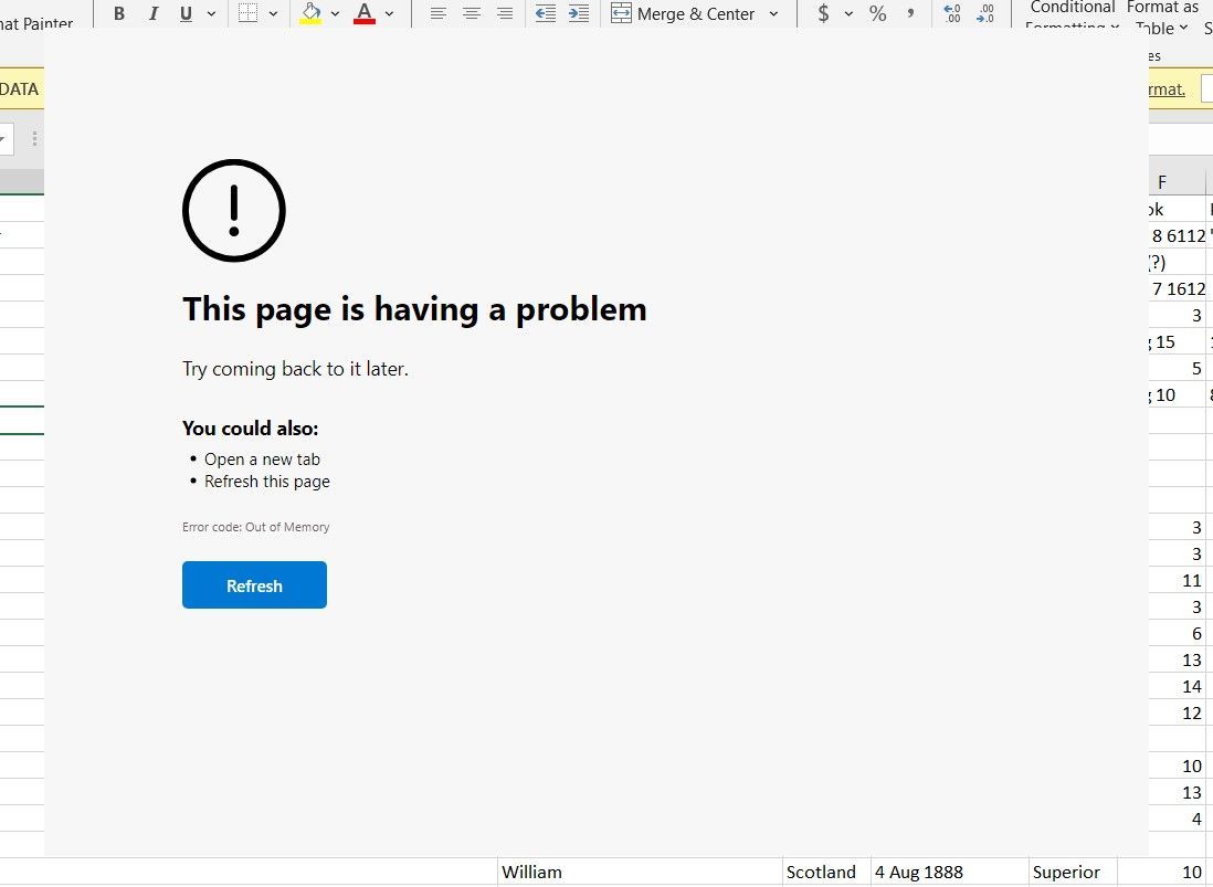 Error: Out of memory page displayed regullary and I can't turn off the ...
