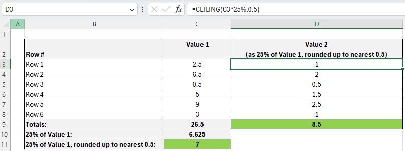 Spread a value proportionally across several cells (with rounding ...