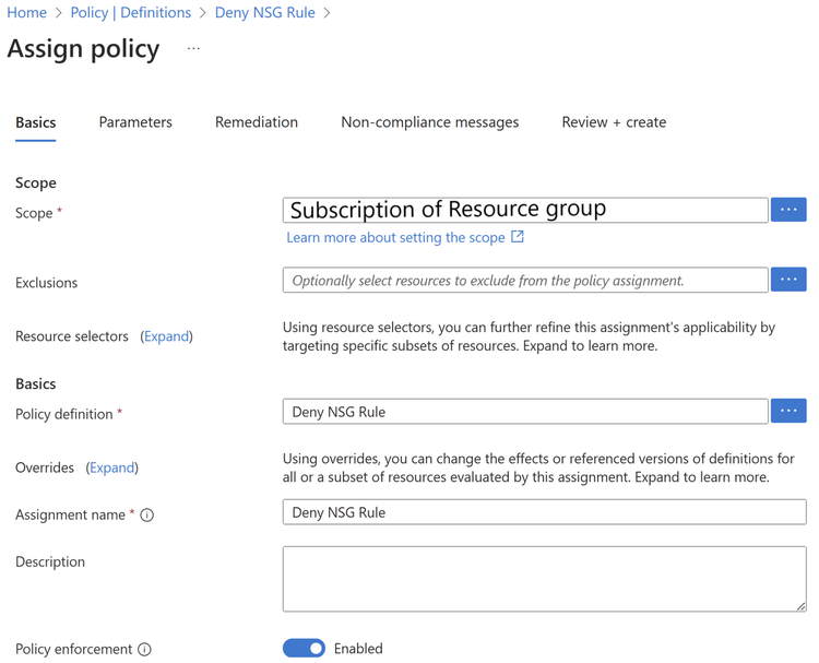 Deny inbound NSG Rule creation via Azure Policy | Microsoft Community Hub