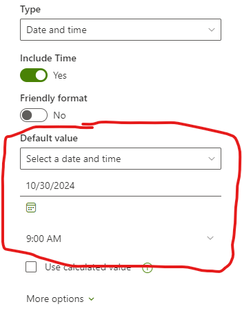 How to set the default time in a date/time column | Microsoft Community Hub