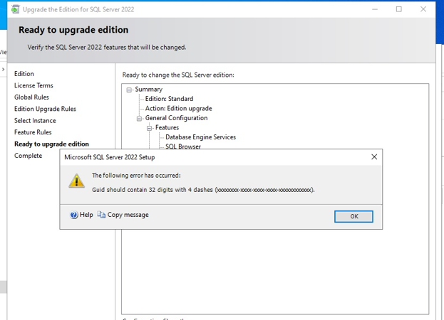 SQL Server Can't activate (GUID Should contain 32 digits with 4 dashes ... SQL Server Can't activate (GUID Should contain 32 digits with 4 dashes ...