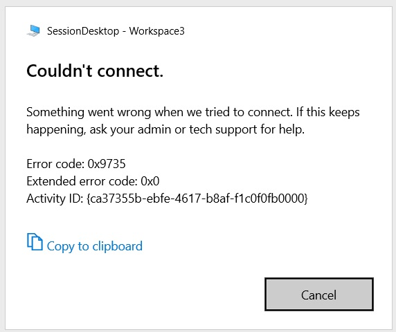 Unable to connect AVD | Microsoft Community Hub