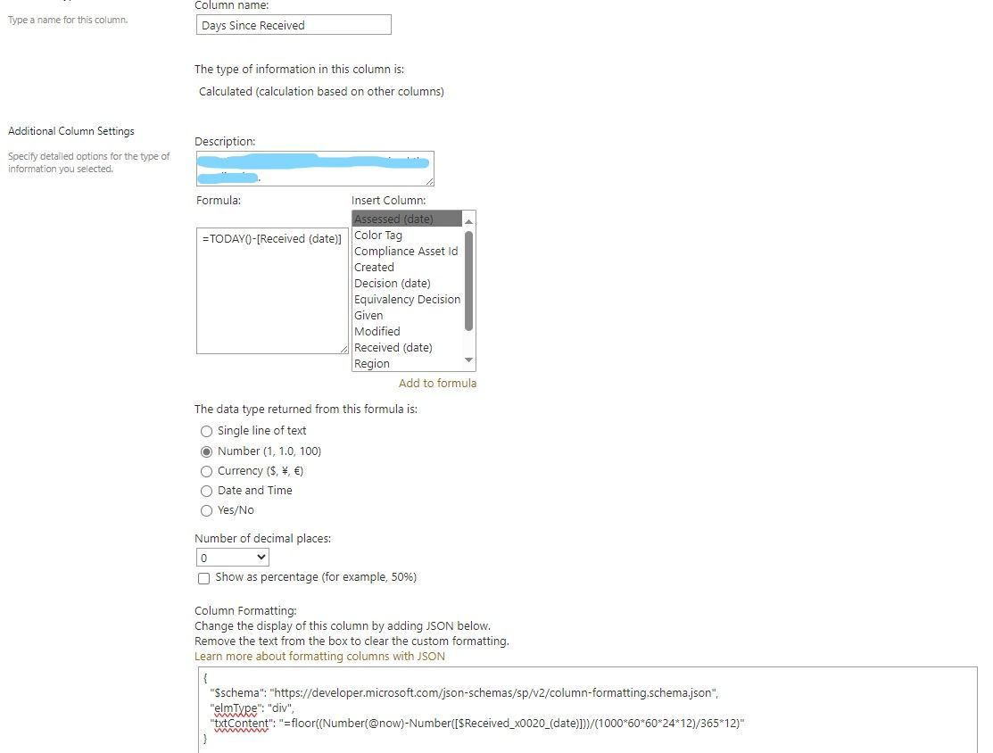 JSON Code not working when calculating Days Since Received | Microsoft Community Hub