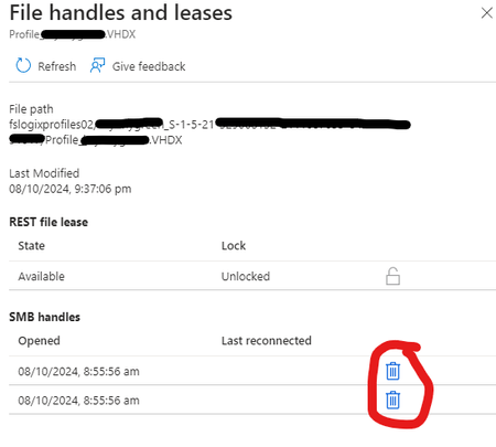 FSLogix Lock issue - user cannot login - user cannot be manually disconnected from session ...