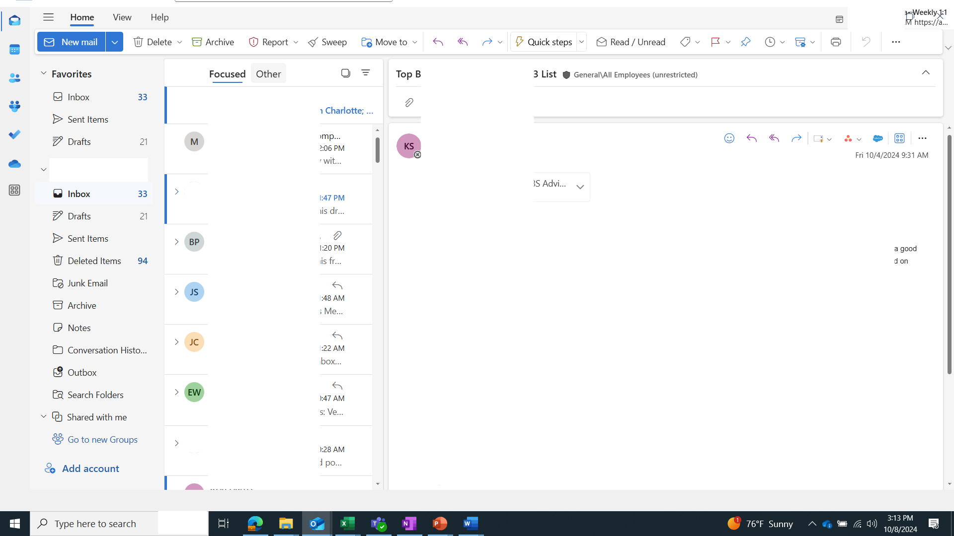Windows 10 (new) Outlook desktop layout goes wonky and search bar ...