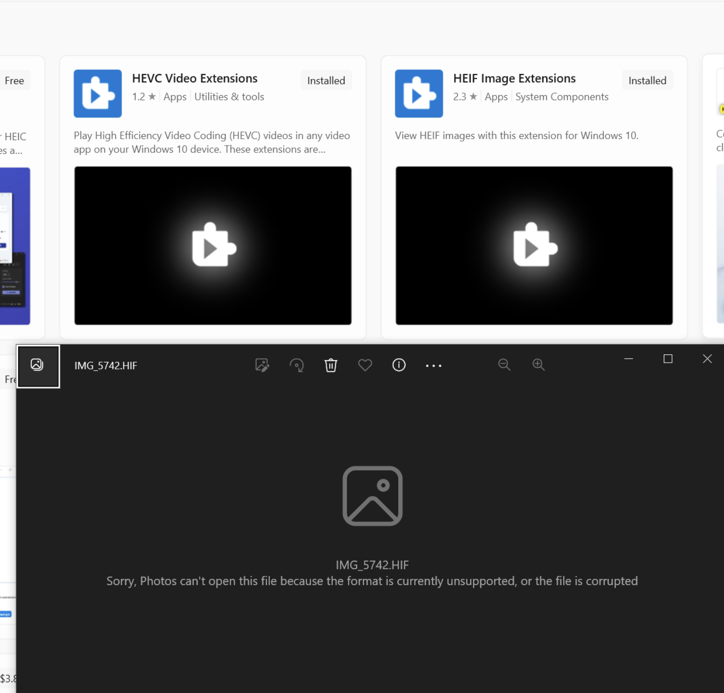 HIF image is not viewable even after install the HEIF Image Extension ...