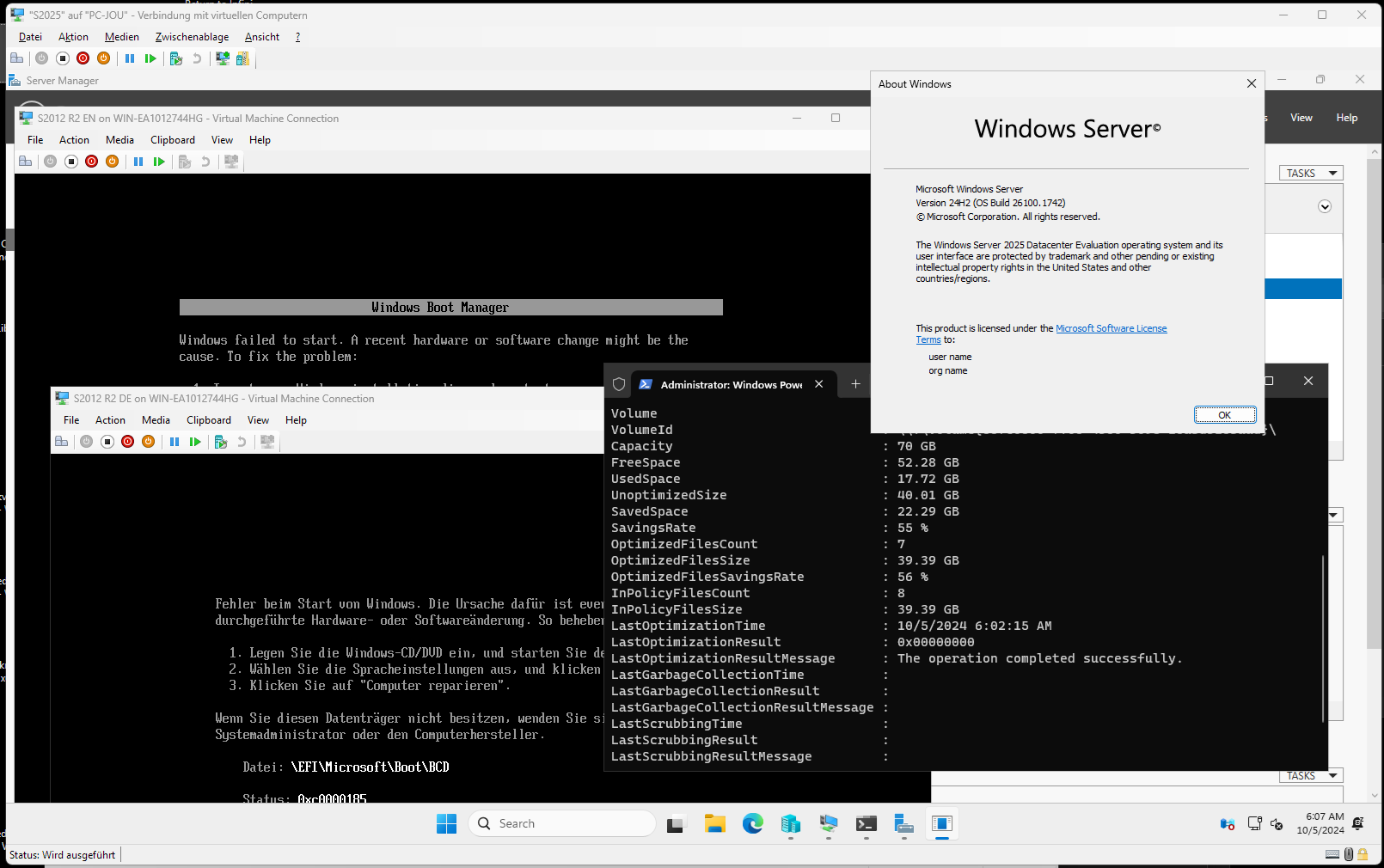 Nested-V Dedup corruption 26100.1742 and Insider 26296.5001 (and Server ...