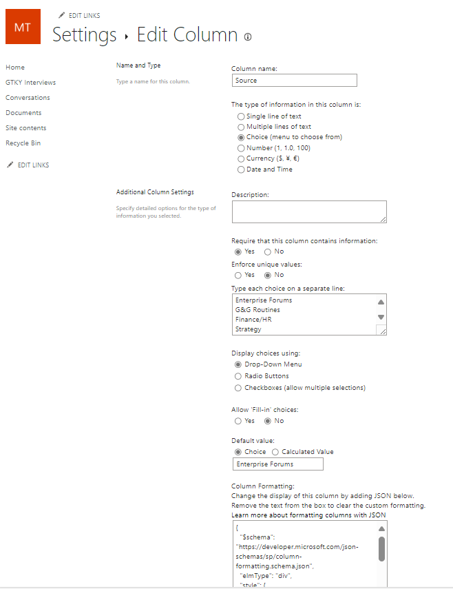 My JSON won't work for column formatting to color code the calendar on my MS Teams SharePoint ...
