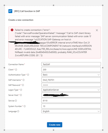 Using Logic App Standard to connect to SAP