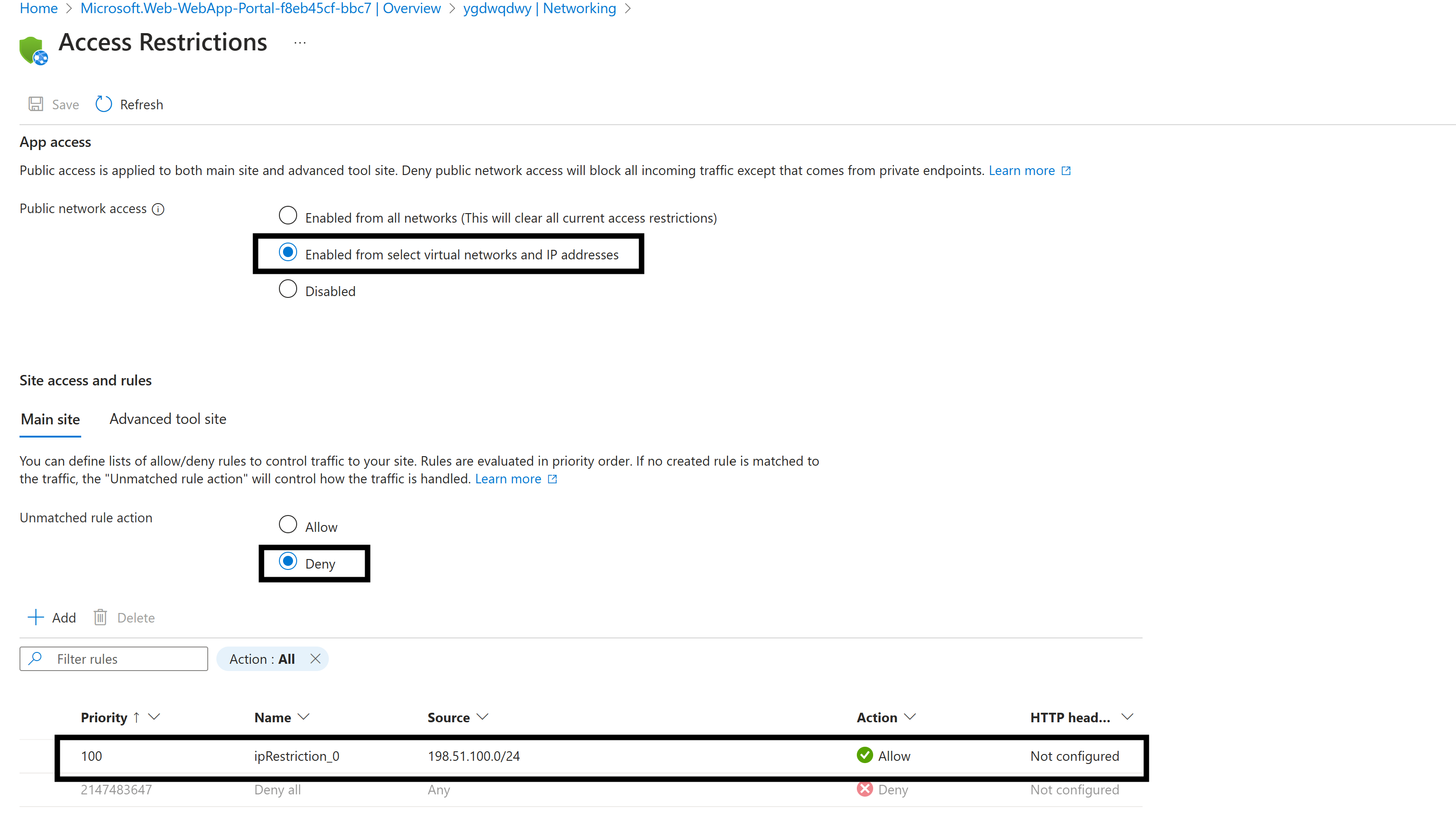Enable IP restriction for a public facing App service | Microsoft Community Hub