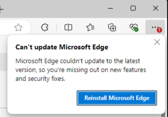 Edge prompts users that it is out of date when a target version is set ...