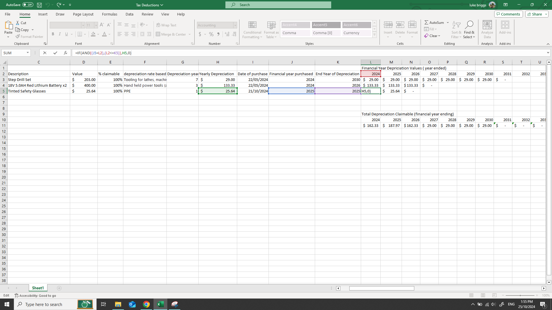 Divide and display value if in appropriate tax year | Microsoft ...