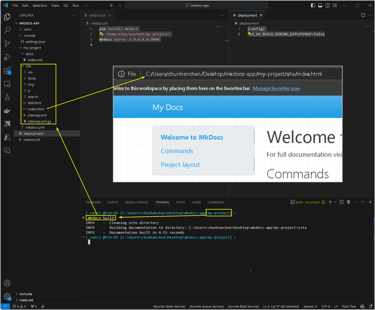 Deploy Mkdocs page on Azure Web App | Microsoft Community Hub
