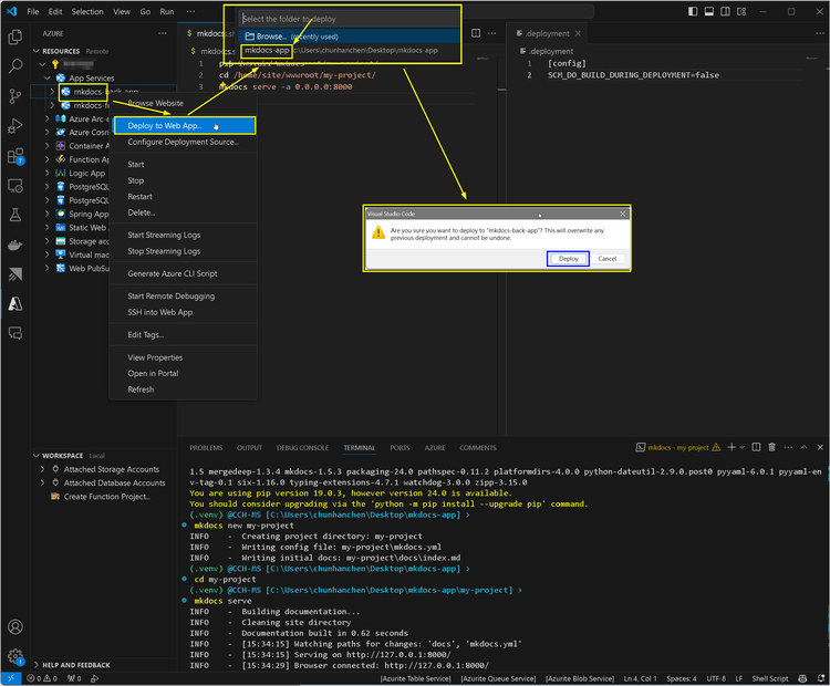 Deploy Mkdocs page on Azure Web App | Microsoft Community Hub