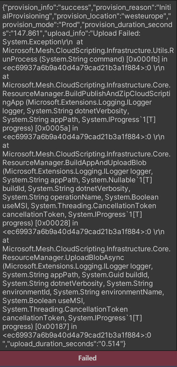 Error [Cloud Scripting]: Cloud scripting upload failed | Microsoft ...